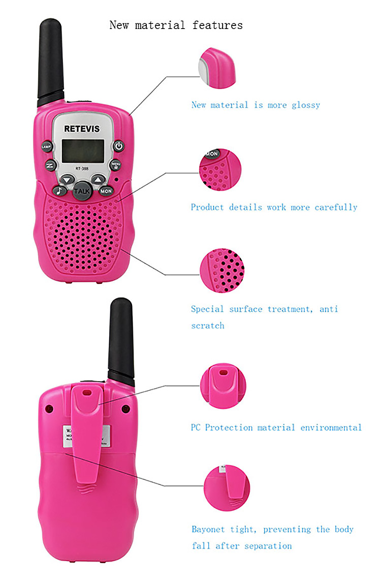 Retevis RT-388 Kids Walkie Talkie Pink