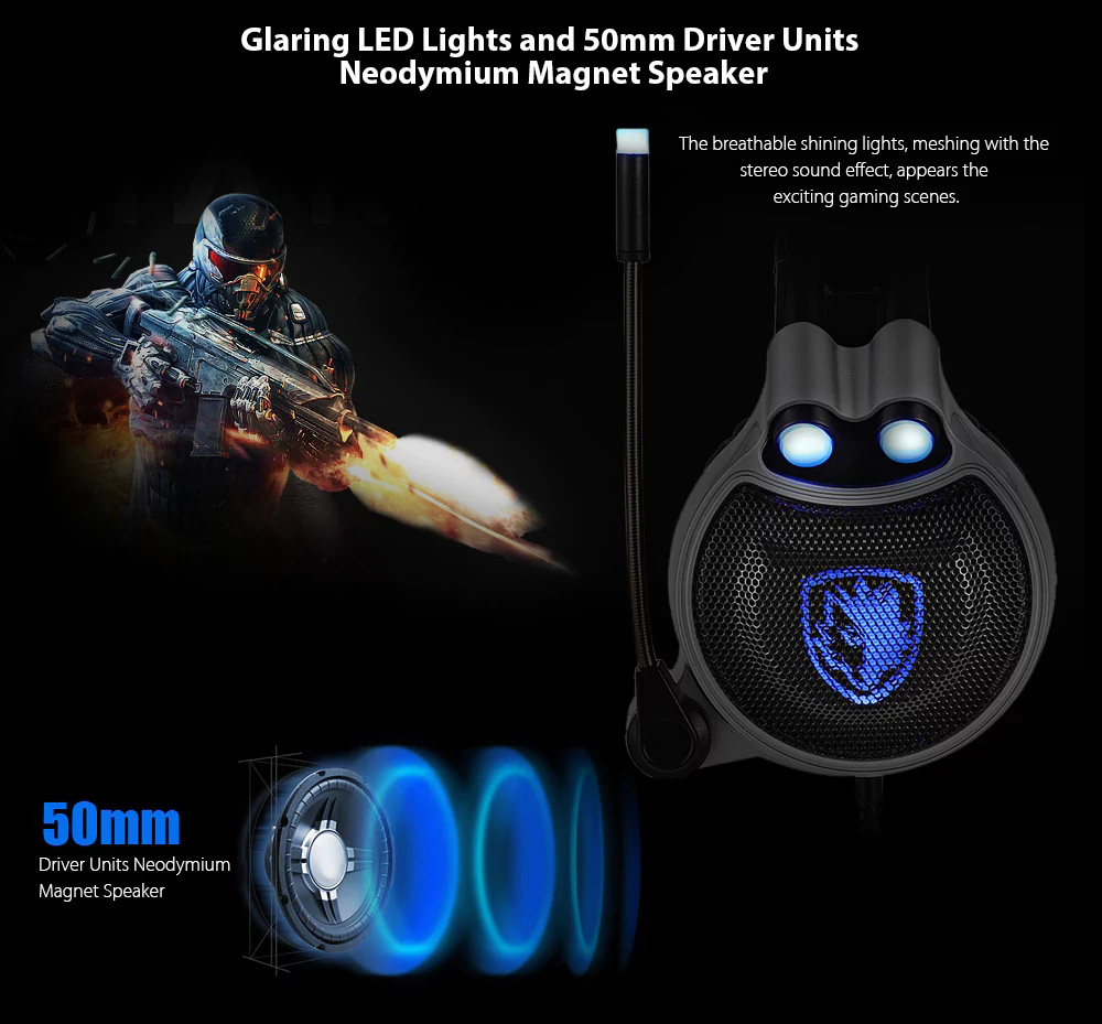 SADES R1 Gaming Headset with Mic Black