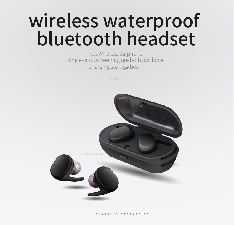 JH-S9100 Wireless Bluetooth Headphones with Charging Box Black