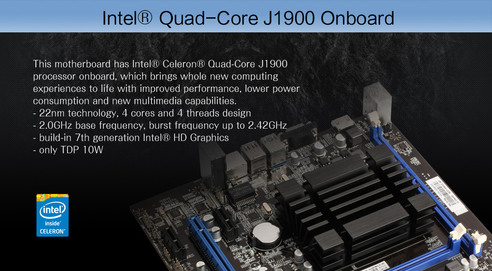 J&W D1900 Celeron J1900 DDR3 Desktop Motherboard