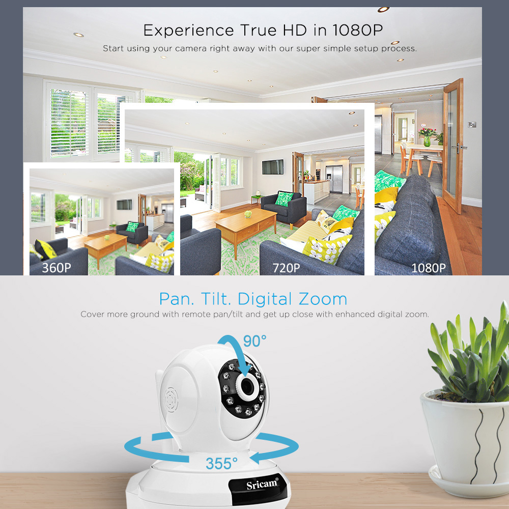 Sricam SP019 WiFi 1080P IP Camera White