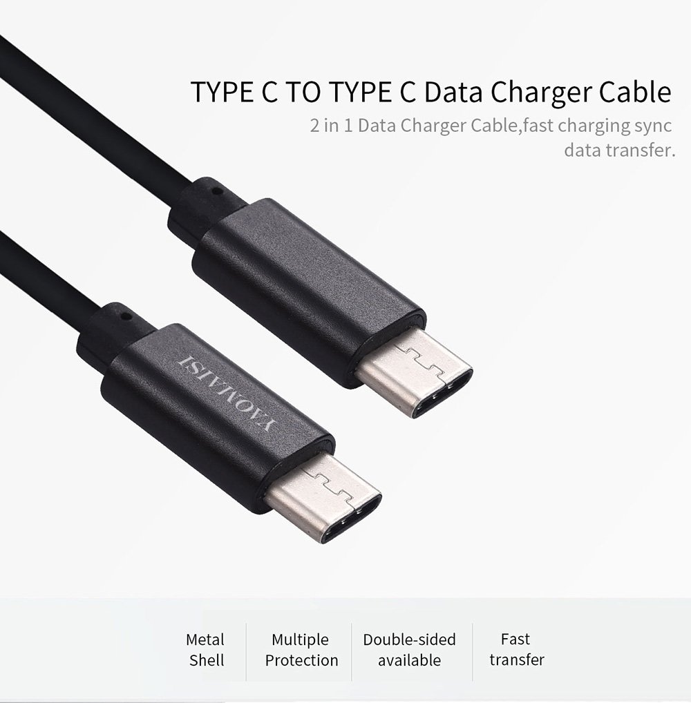 Yaomaisi USB Type C to Type C Data Charging Cable Black