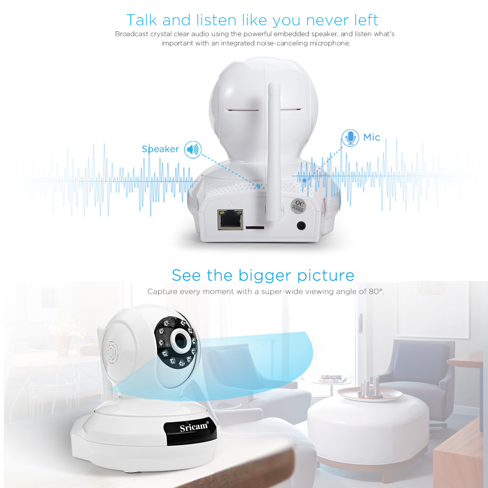 Sricam SP019 WiFi 1080P IP Camera White