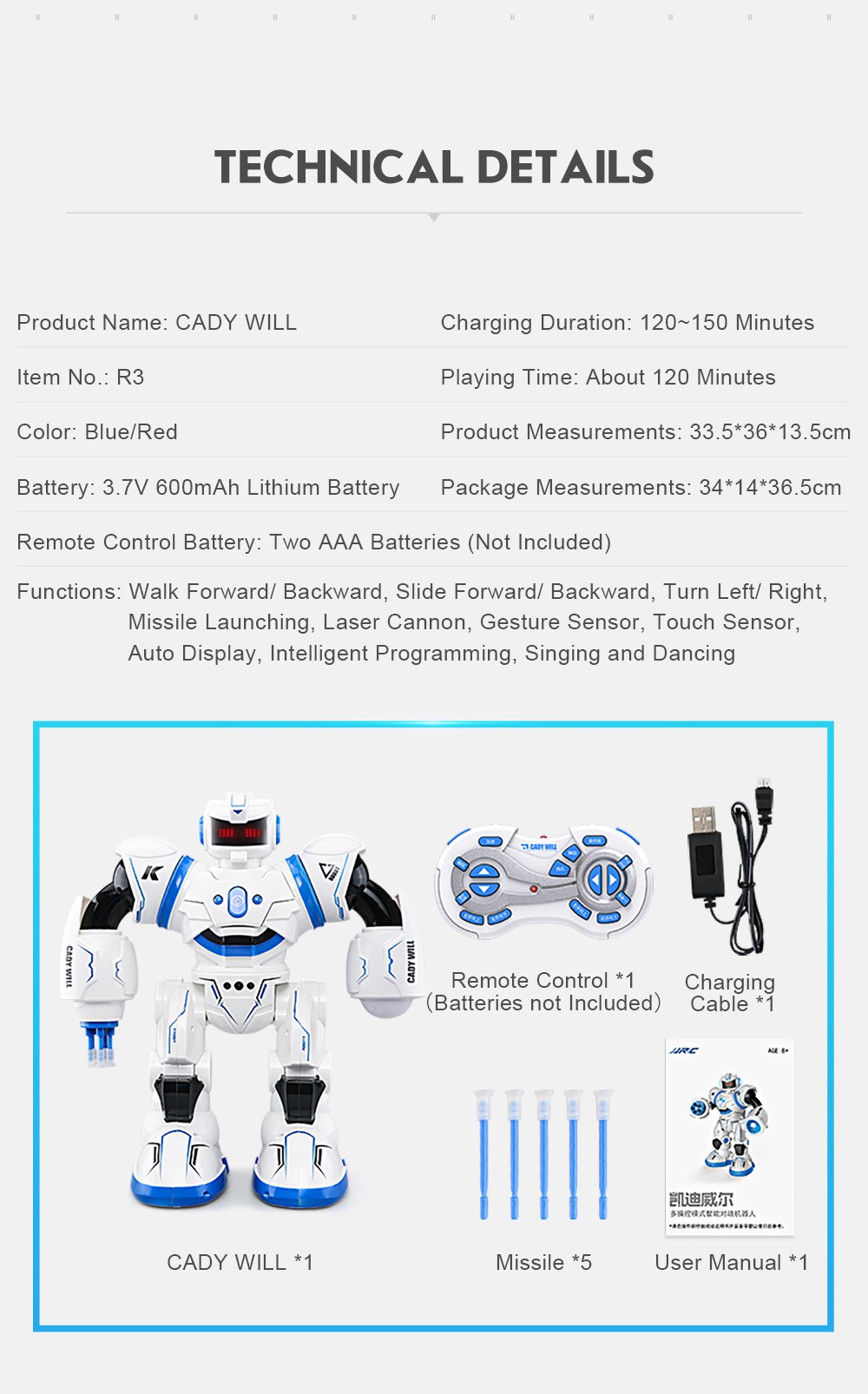 JJRC R3 CADY WILL RC Robot RTR Red