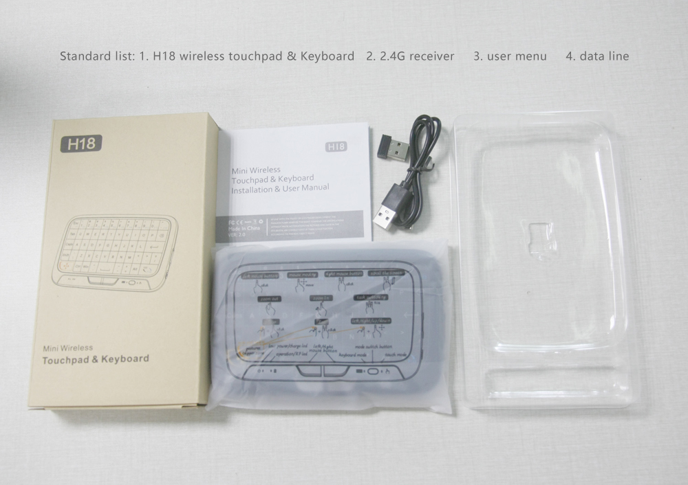 H18 Full Touchpad Wireless Keyboard