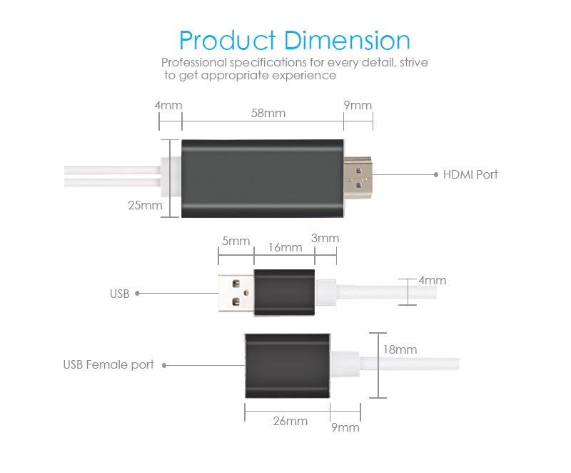 L3 Miracast/Airplay Mirroring Cable Black