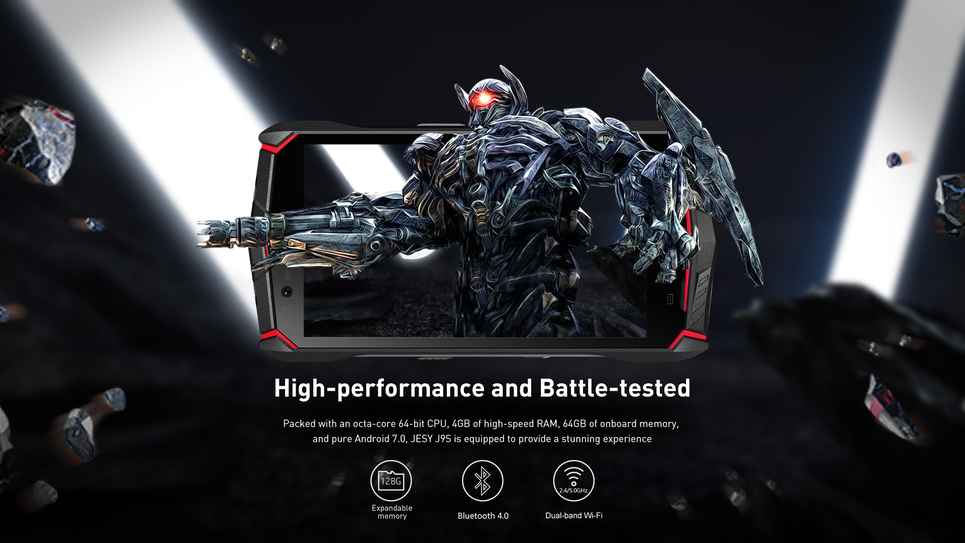 JESY J9S 5.5 Inch 4GB 64GB IP68 Waterproof Smartphone Black