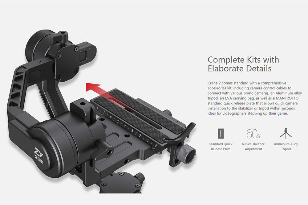 ZHIYUN Crane 2 3-Axis Brushless Handheld Stabilizer Black