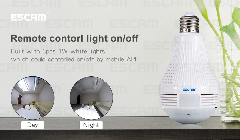 ESCAM QP136 960P WiFi IP Bulb Camera White
