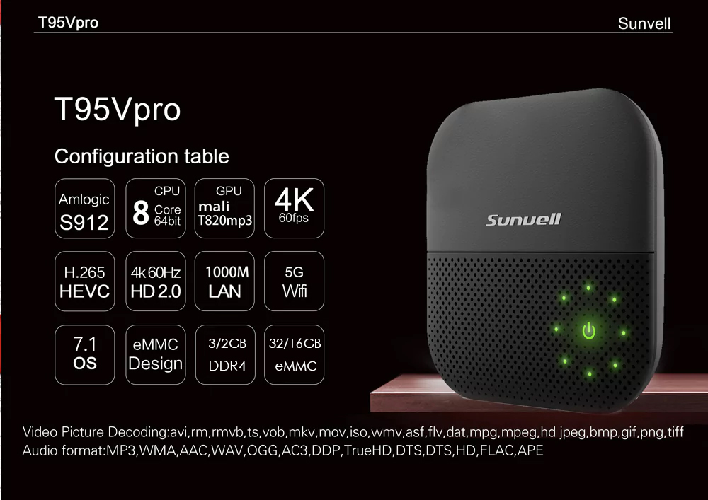 Sunvell T95V PRO 3GB 32GB KODI Player