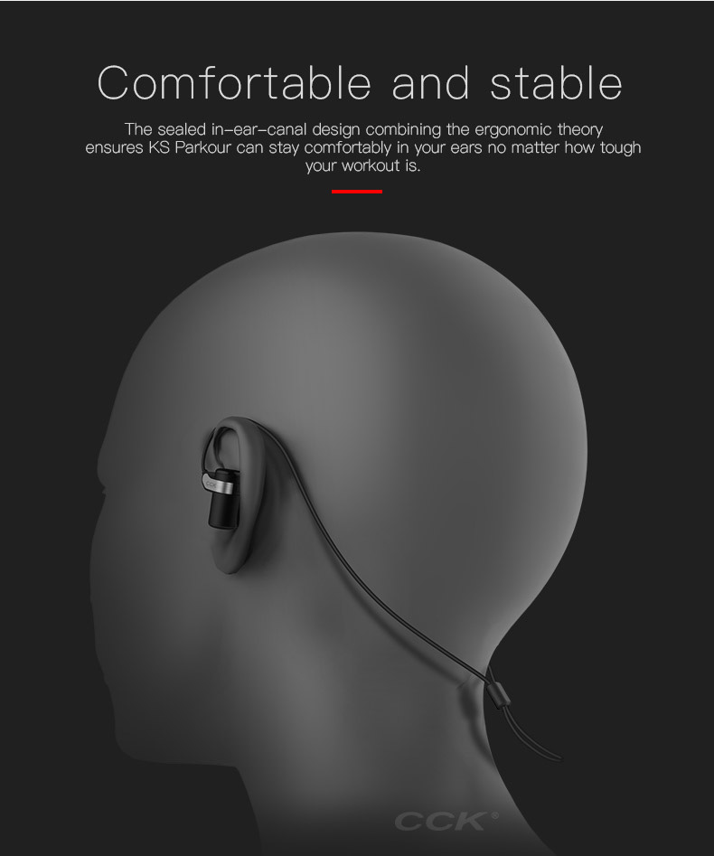 CCK KS-Parkour Bluetooth Sports Headphones with Mic Black