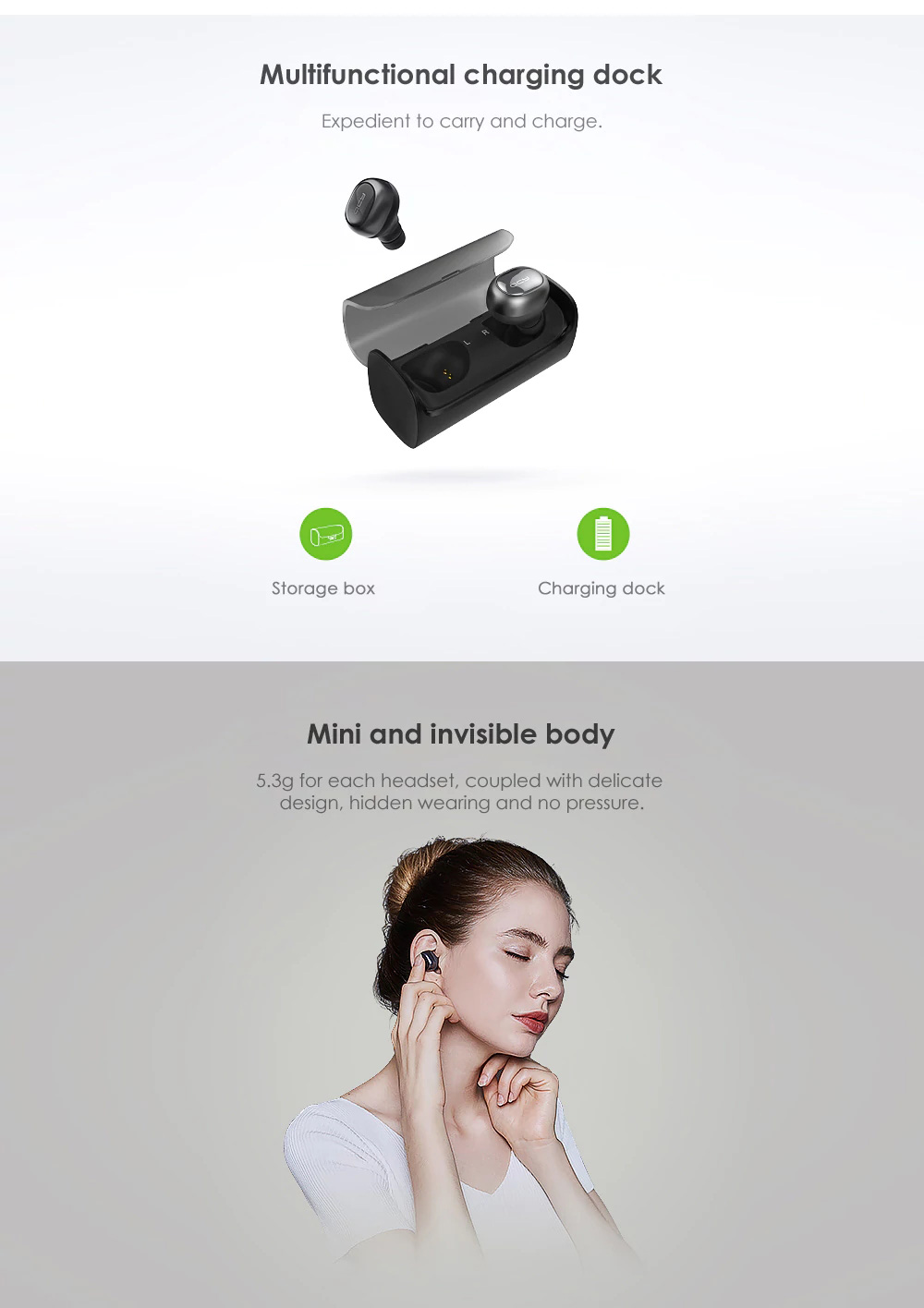 QCY Q29 Pro Mini TWS Bluetooth Double Headphone with Mic Black