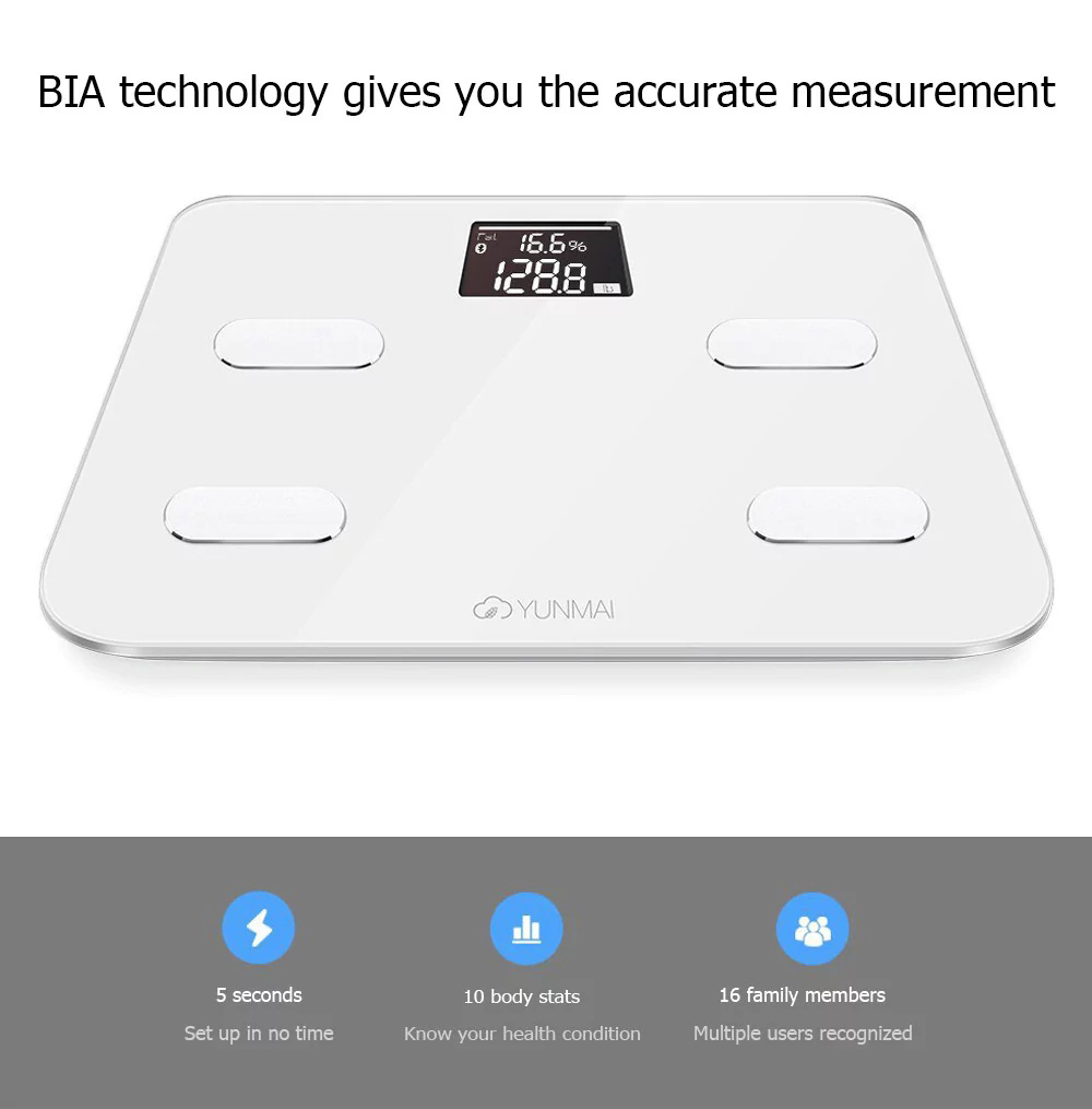 Yunmai Premium M1302 Smart Body Fat Scale White