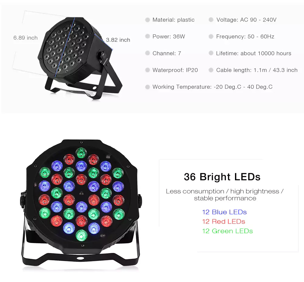 36W RGB LED Backlight Black