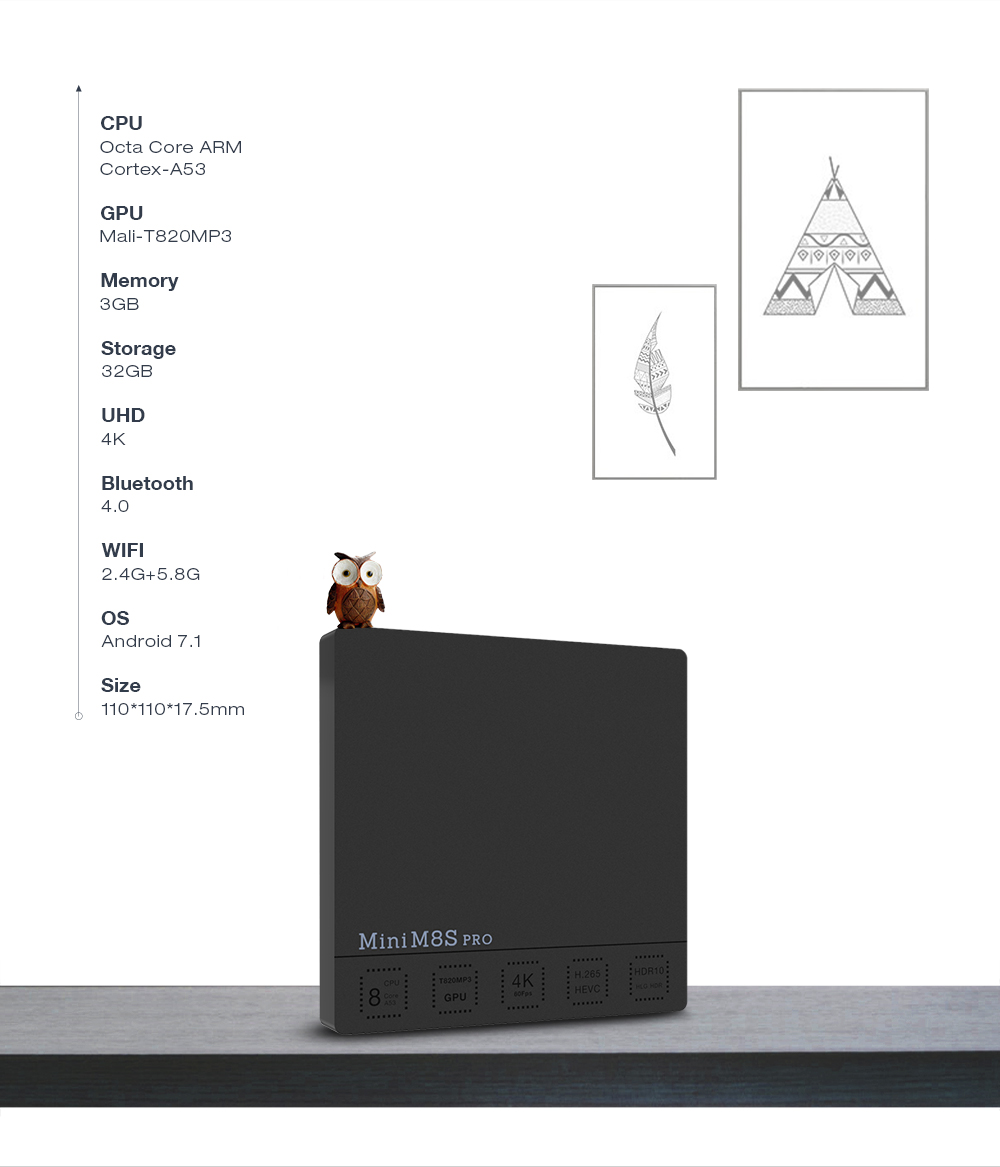 MINI M8S PRO 3GB/32GB KODI 17.4 Amlogic S912 TV BOX