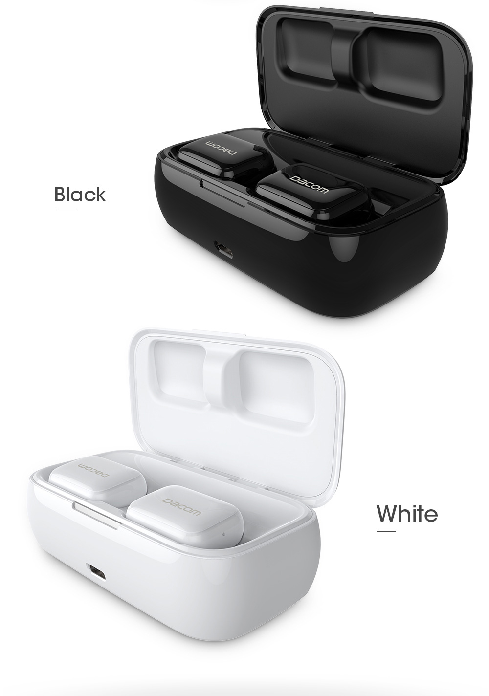 Dacom GF8 TWS Wireless Bluetooth Headphones with Mic White