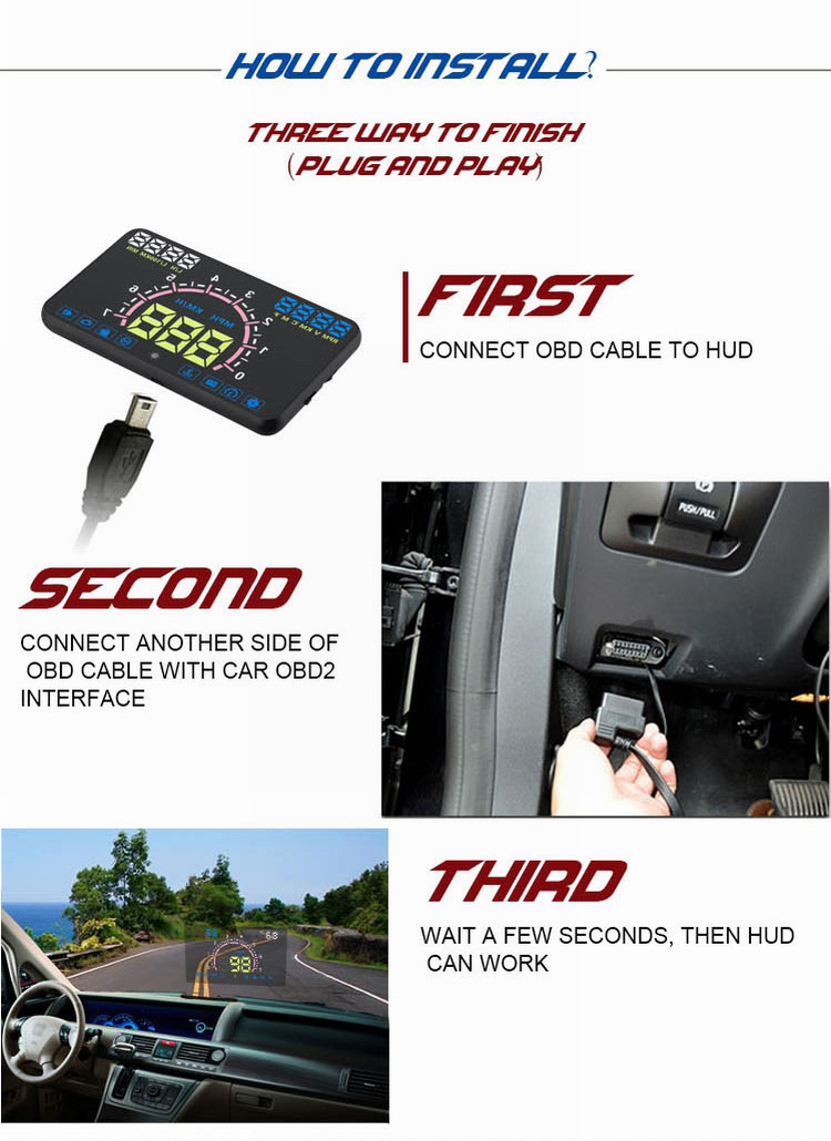 GEYIREN E350 5.8 Inch OBDII HUD Car Display Plug And Play GEYIREN E350 5.8 Inch OBDII HUD Car Display Plug And Play