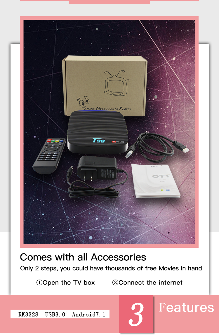 T98 Android 7.1 RK3328 KODI 17.4 2GB/8GB TV BOX