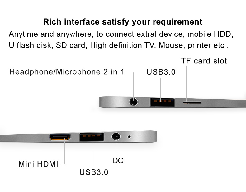 YEPO 737A Laptop 13.3 Inch 6GB 128GB Windows 10 Grey