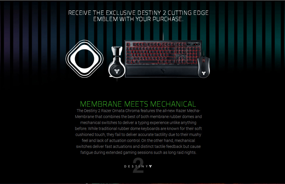 Razer Ornata Chroma Destiny 2 Edition Mecha-Membrane RGB Keyboard