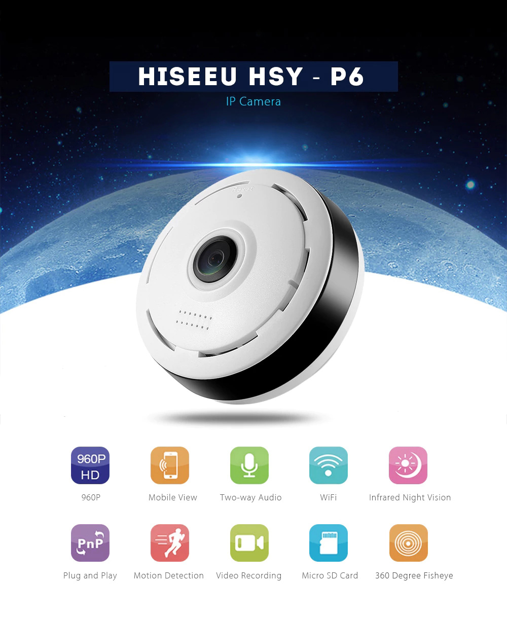 Hiseeu HSY P6 960P FishEye IP Camera
