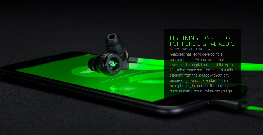 Razer Hammerhead iOS Headphones Green and Black