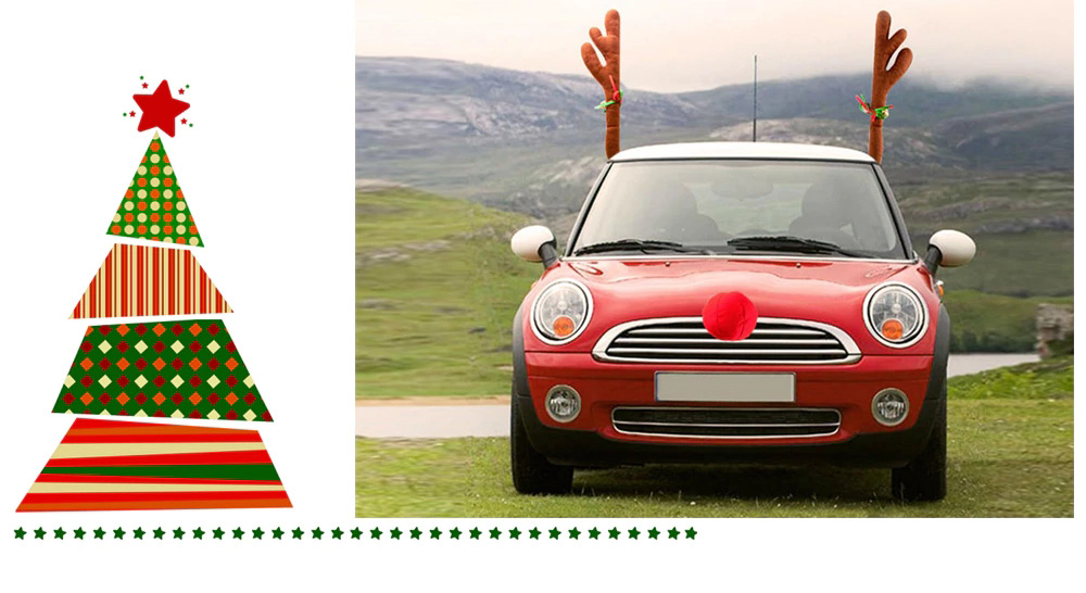 Faddish Christmas Antlers Nose For Car Decoration