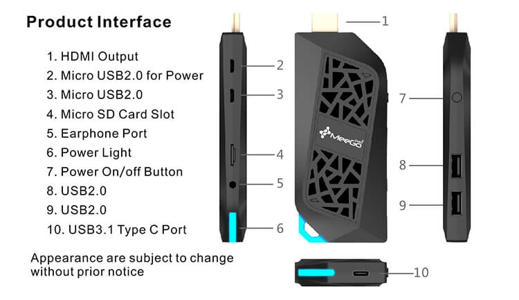 MEEGOPAD T08 Windows 10 Intel Z8350 4G/32G TV Dongle+Tronsmart TSM01