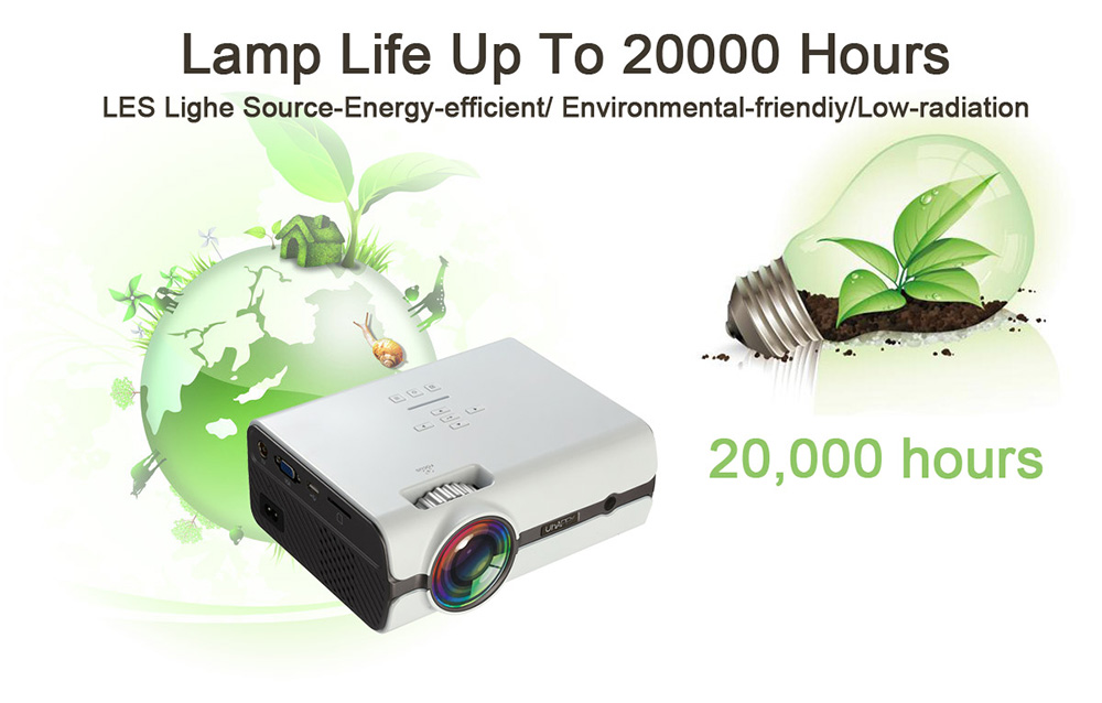 UHAPPY U45 Mini Projector 1080P HD LED 1600 Lumens Black