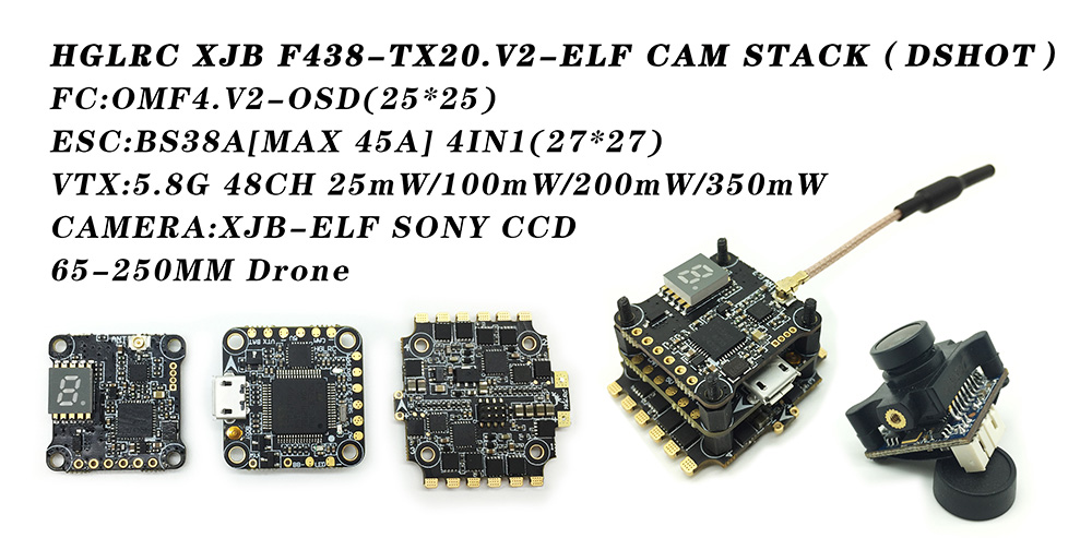 HGLRC XJB F438-TX20 Flight Control Board with ESC Transmitter