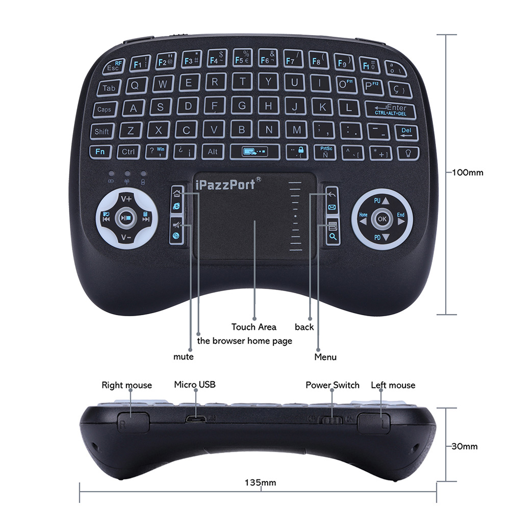 iPazzPort KP-810-21T-RGB Spanish Keyboard