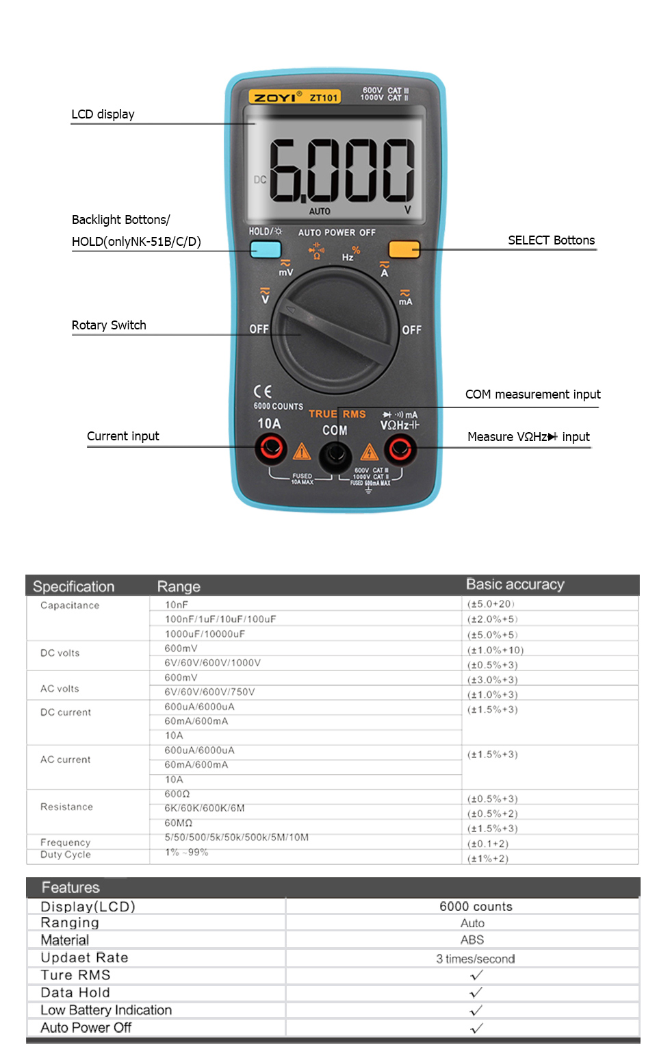 ZOYI ZT101 Digital Multimeter