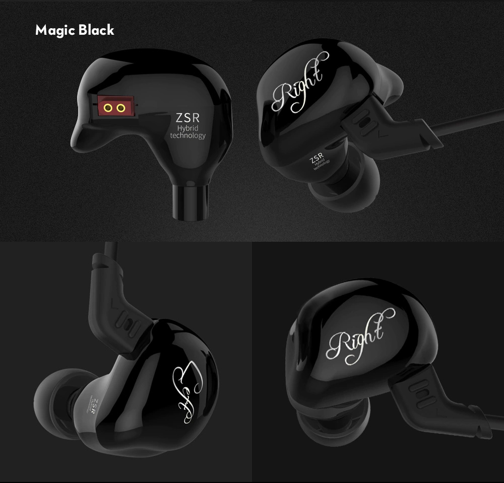 KZ ZSR Earphones with Mic Black