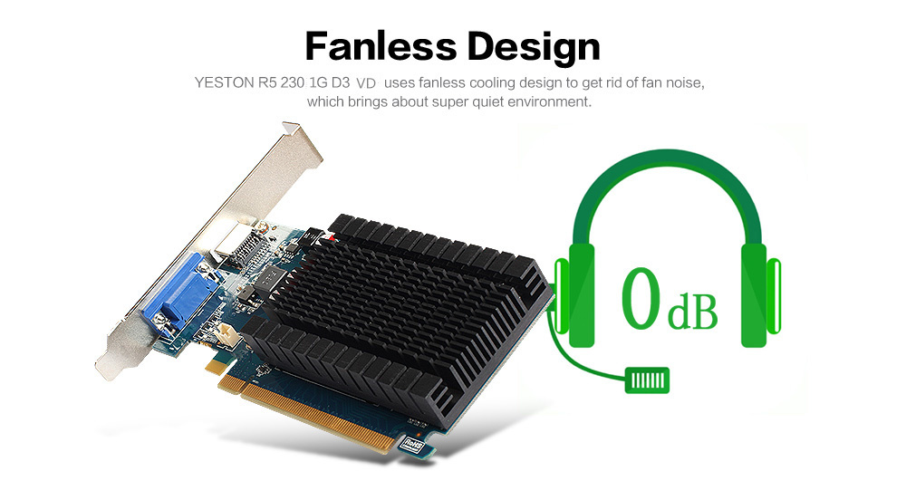Yeston AMD Radeon R5 230 1GB GDDR3 64Bit Gaming Video Graphics Cards
