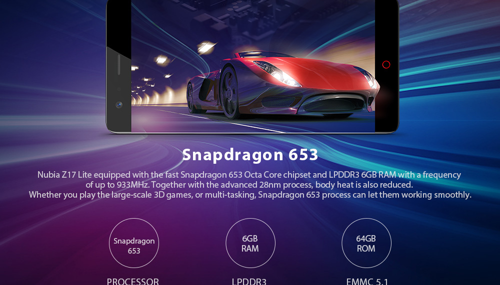 Nubia Z17 Lite 5.5 Inch 6GB 64GB Smartphone Black Gold