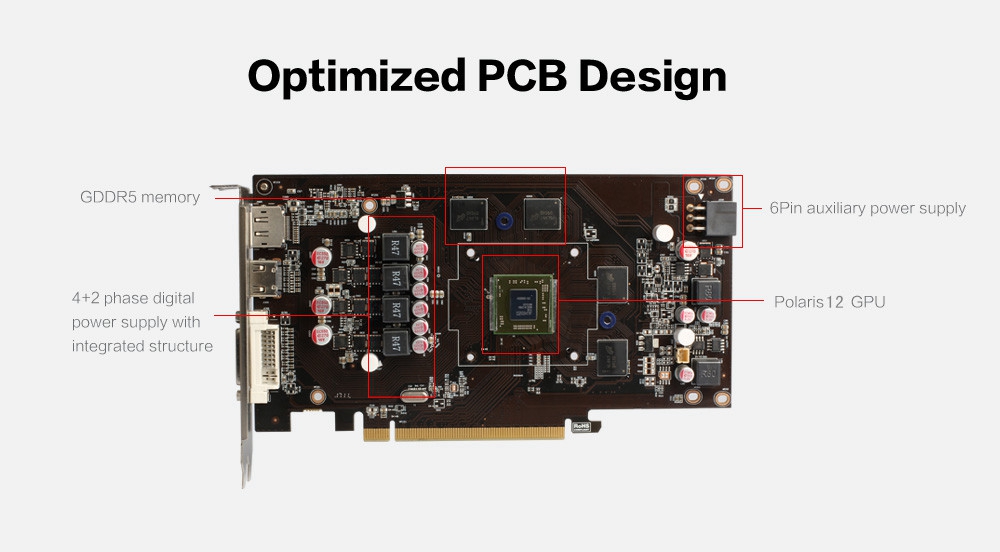 Yeston AMD RX550 4GD5 128Bit Graphics Card LED Backlit Double Fans