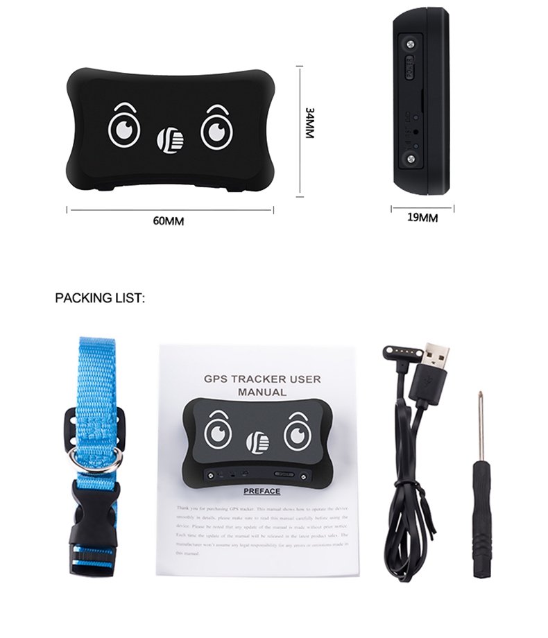 TK200 Mini Pet GPS Tracker IP66 GPS Locator Car-styling Trackers Black