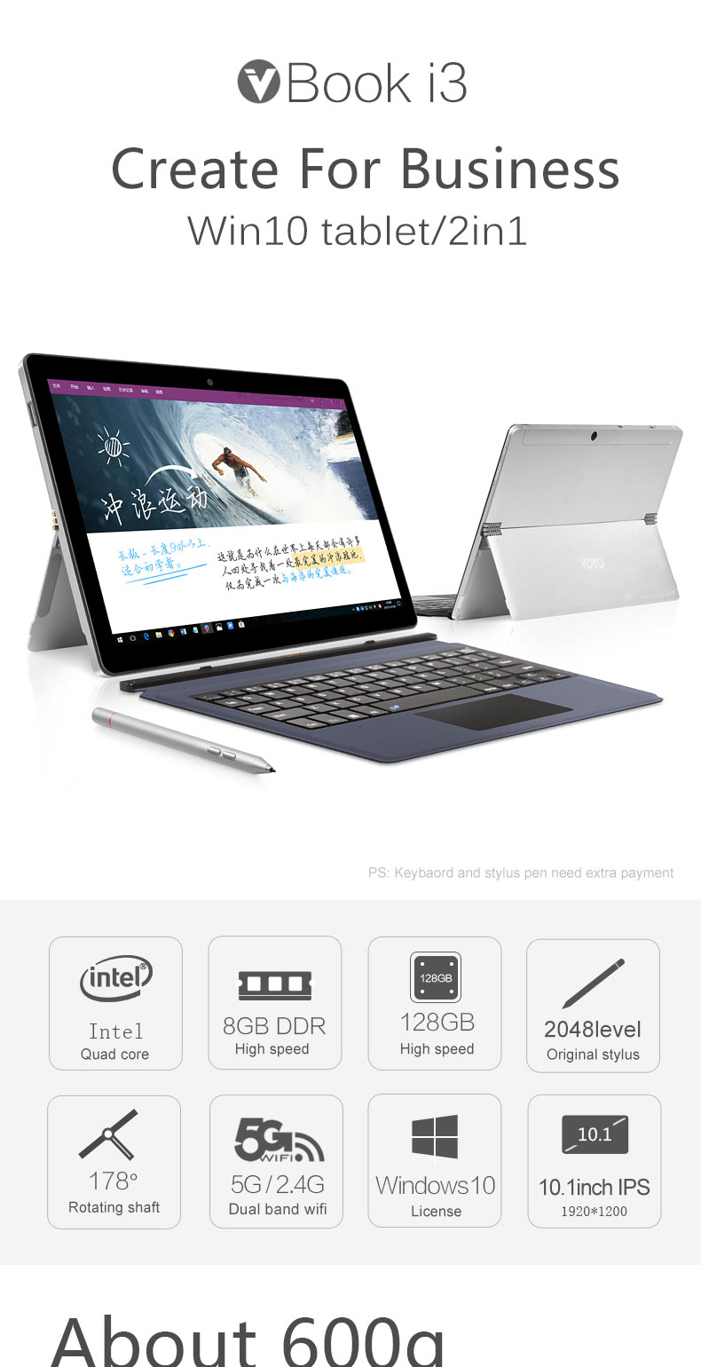 VOYO Vbook i3 Tablet 8GB 128GB Silver