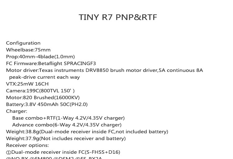 Kingkong/LDARC TINY R7 FPV Drone PNP FS-RX2A