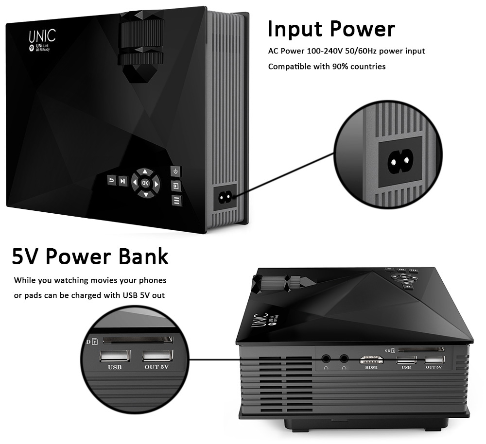 UNIC UC46 Home Projector EU Black