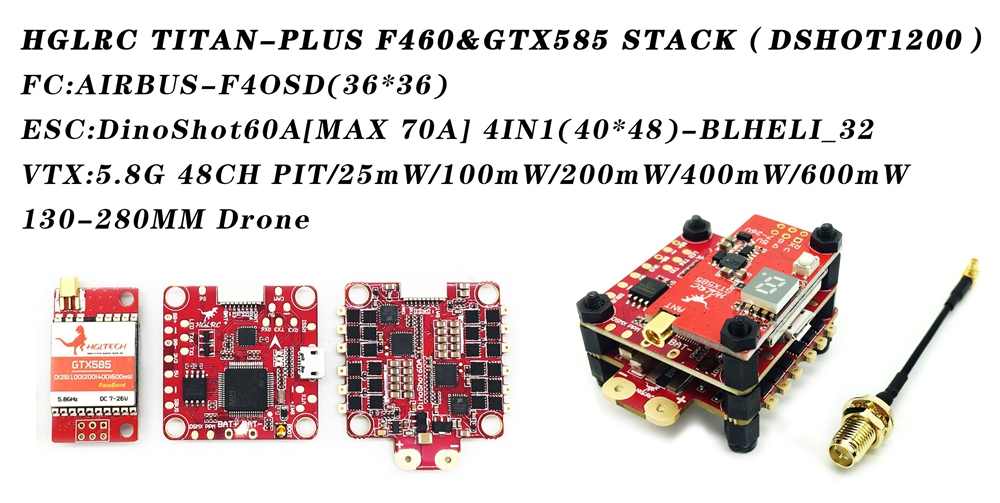 HGLRC TITAN PLUS F460-GTX585 Stack SMA Male