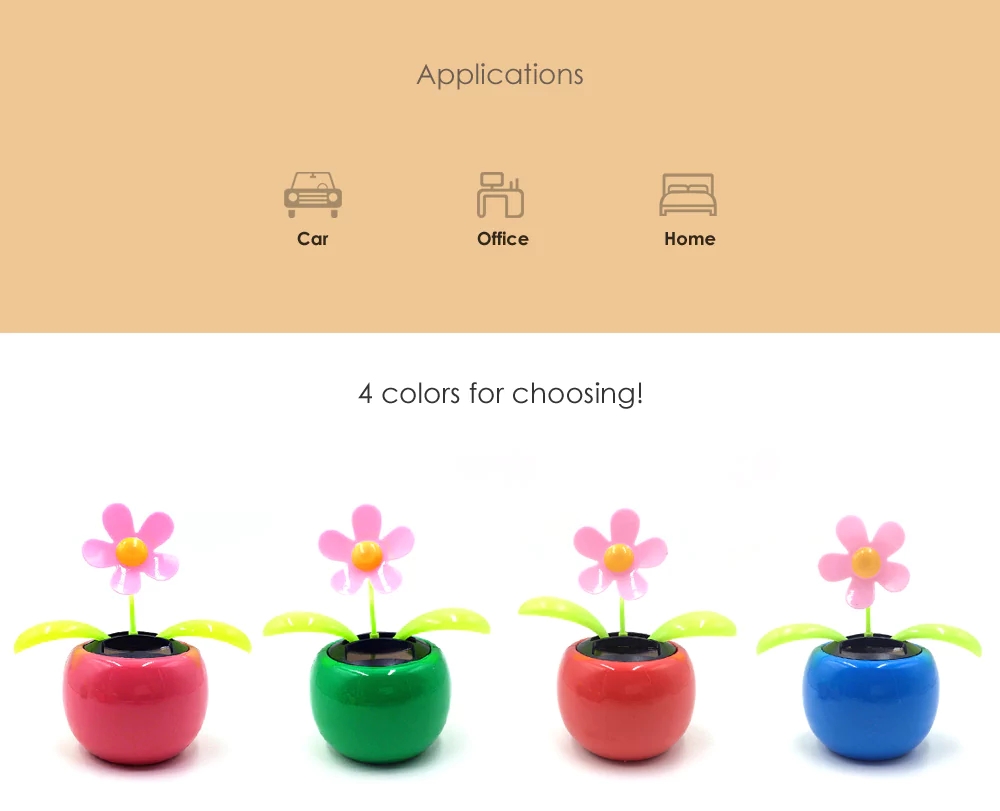 Car Decoration Solar Power Dancing Flower Automatic Swing Solar Apple