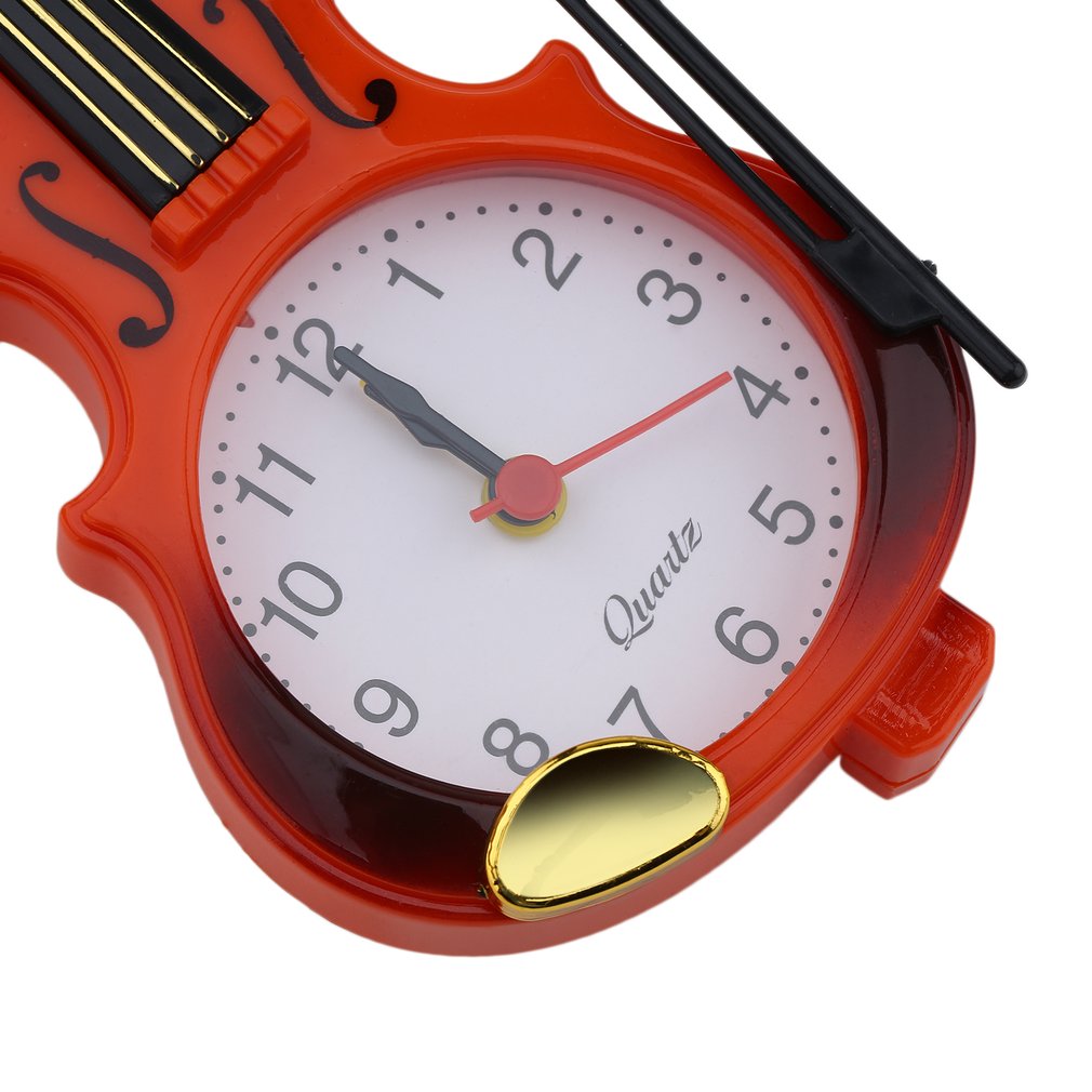 Violin Quartz Alarm Clock Brown