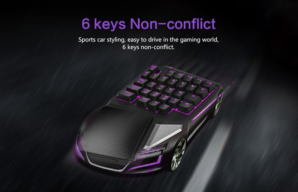 Delux T9 Pro Wired One-Handed Gaming Keyboard 7 Colors Backlight