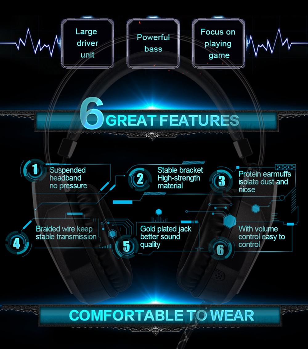 M3 Gaming Headset Glowing with Mic Black Silver