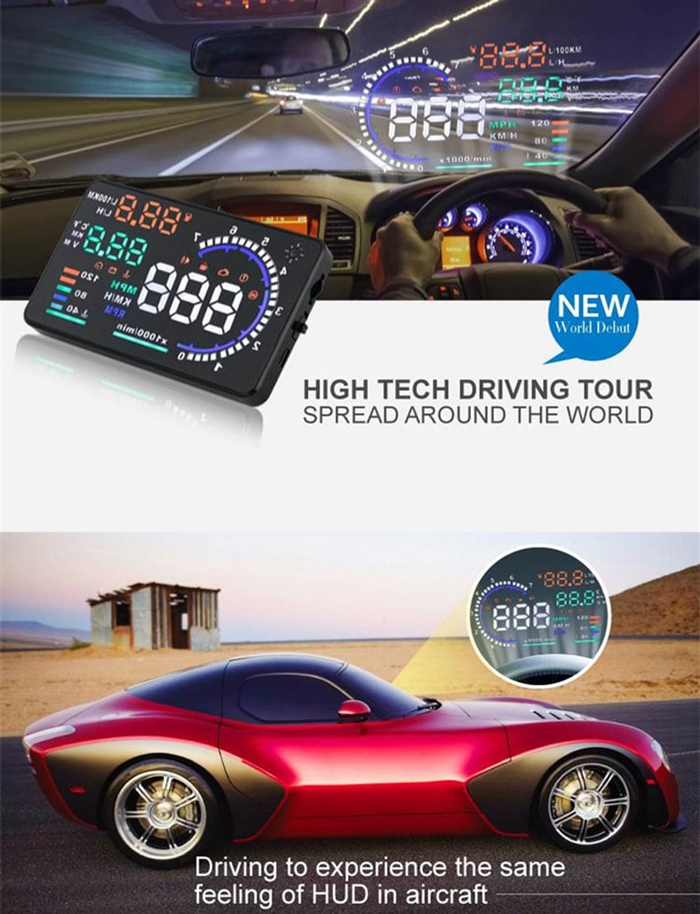 A8 5.5 Inch OBDII Car HUD Head Up Display Windscreen Projector