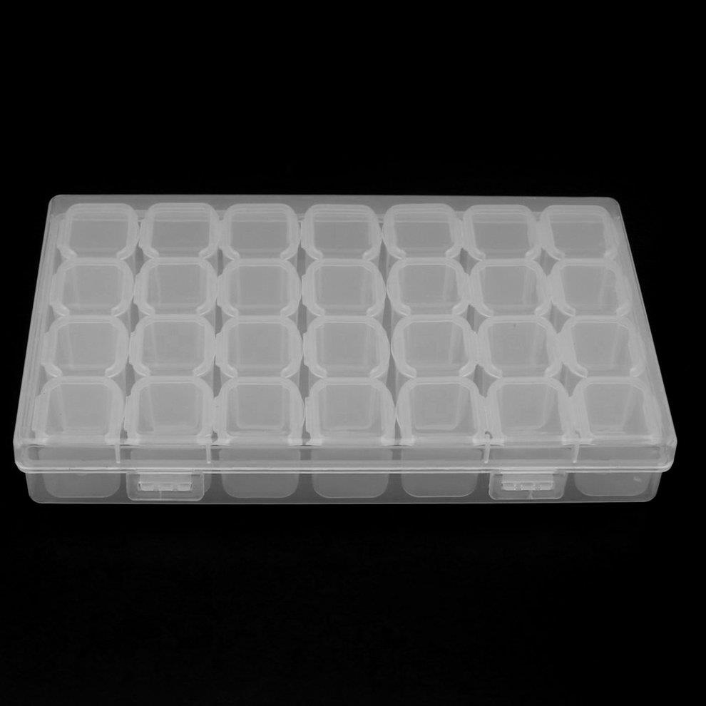 Plastic 28 Slots Jewelry Storage Box Case