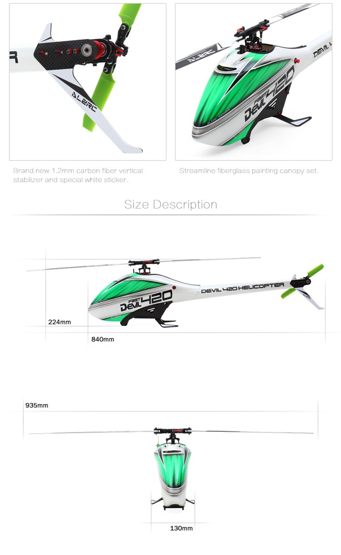 ALZRC Devil 420 FAST RC Helicopter Super Combo Version Green