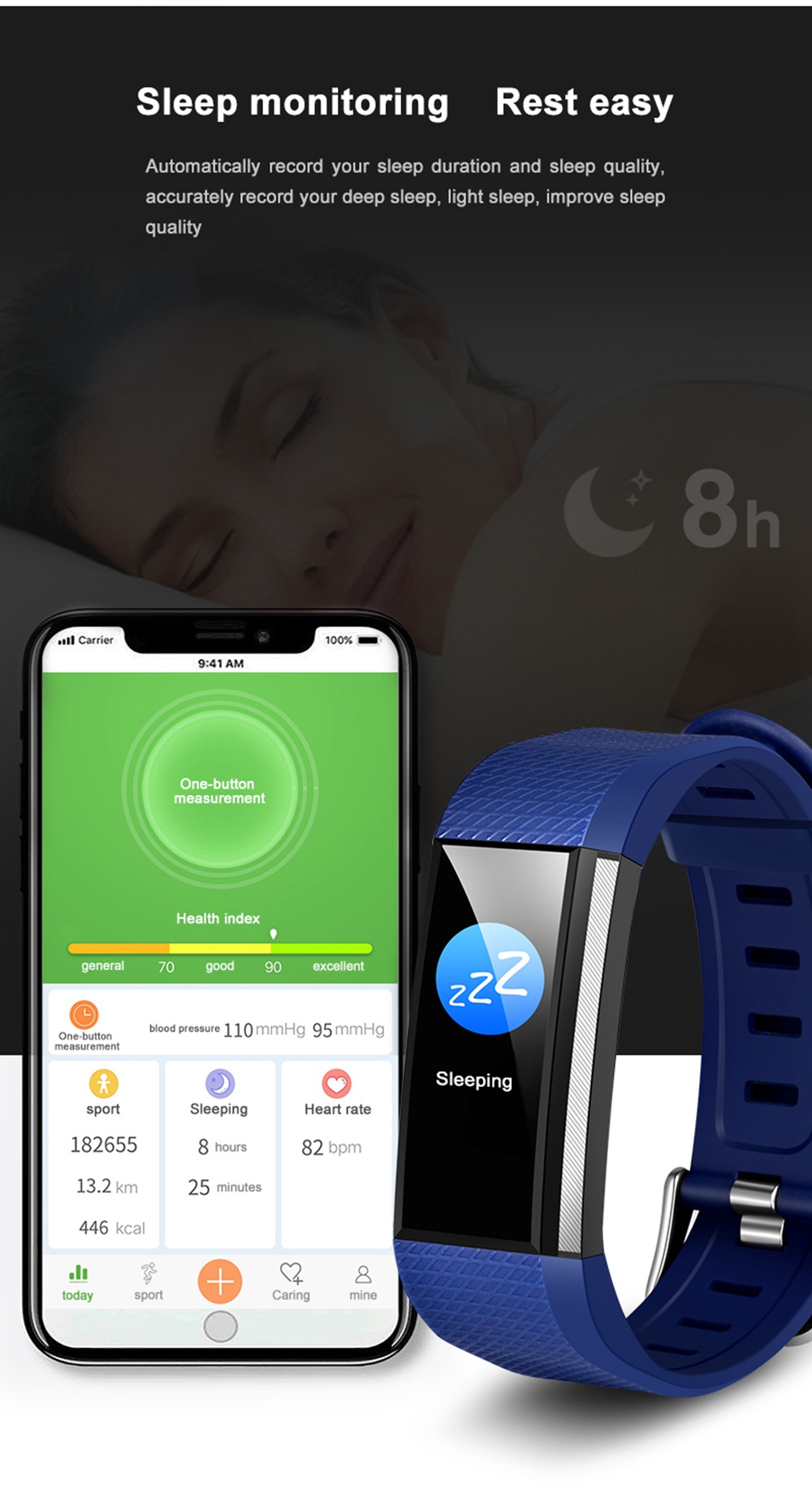 M200 Smart Bracelet Blood Pressure Blue