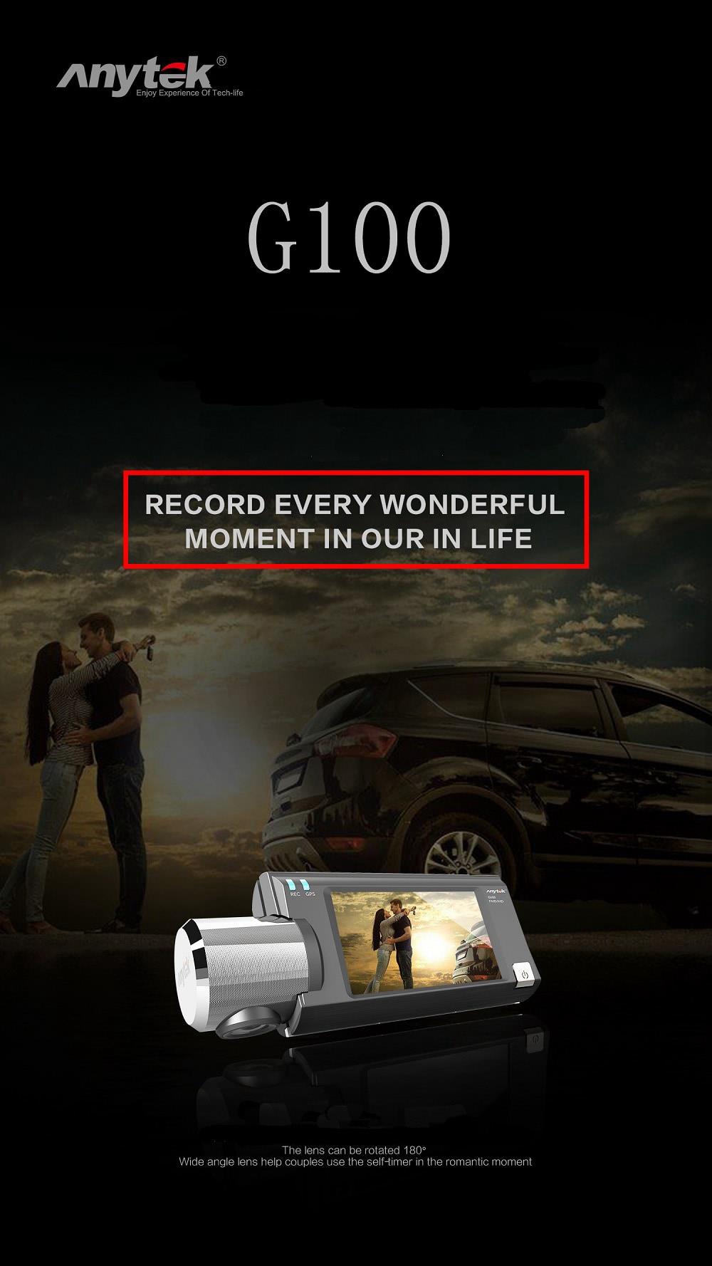 Anytek G100 Dash Cam 2.45Inch 160 Degree Wide Angle Car DVR